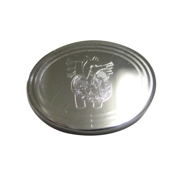 Kiola Designs | Other | Silver Toned Oval Etched Anatomical Heart ...